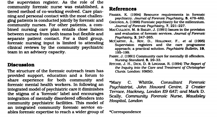 Model Of Forensic Psychiatric Community Care Nursing Assignment Question